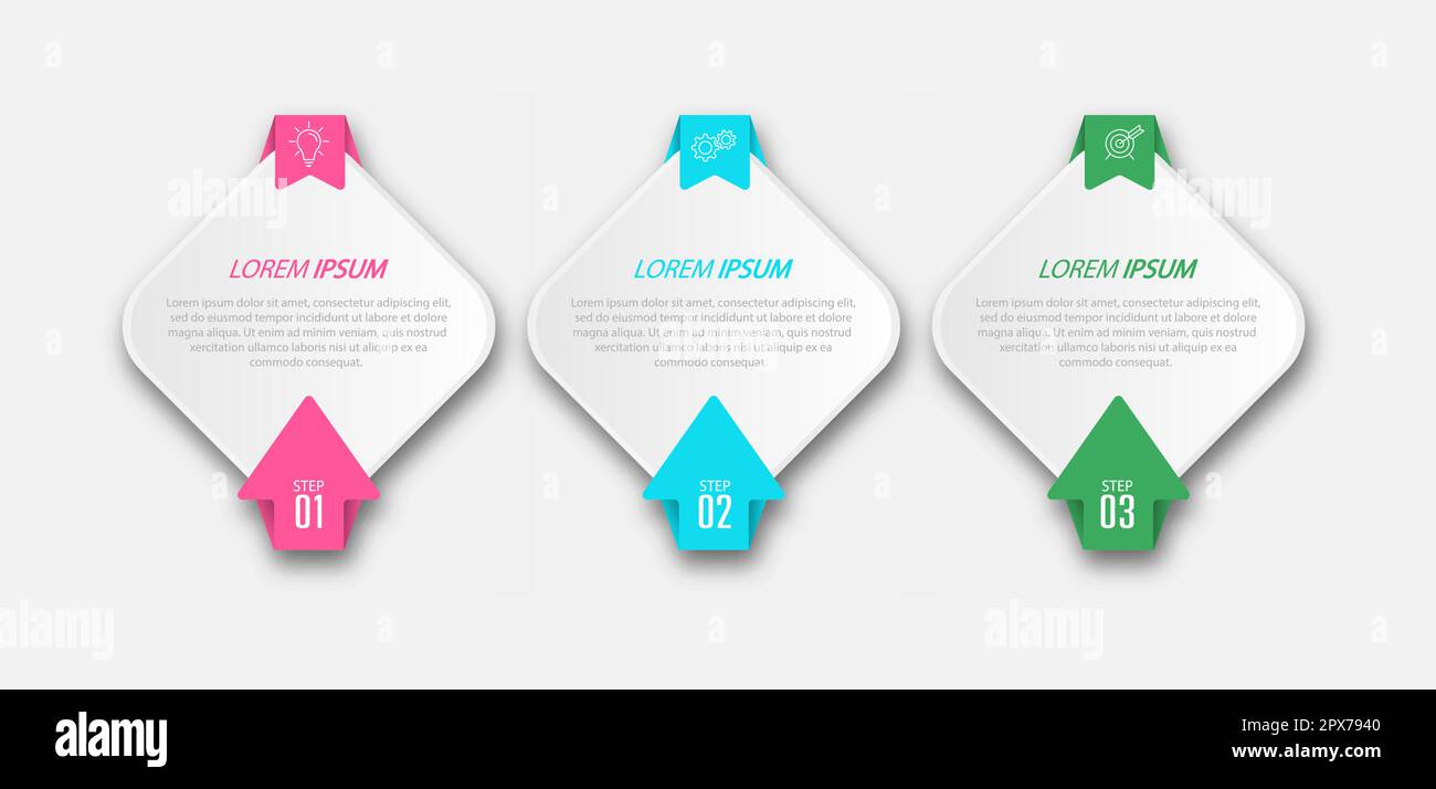Infographics. 3 stages of development, marketing, workflow or plan ...