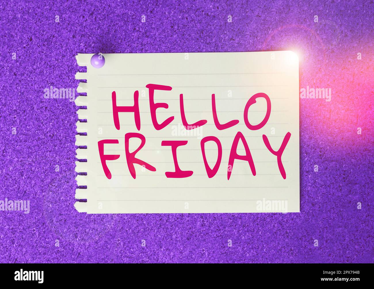 Hand writing sign Hello Friday, Concept meaning Greetings on Fridays ...