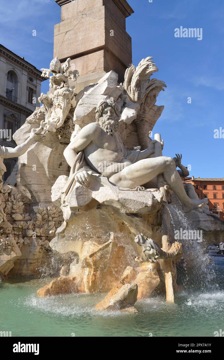 Fountain of Four Streams, Piazza Navona, Rome, Italy Stock Photo - Alamy