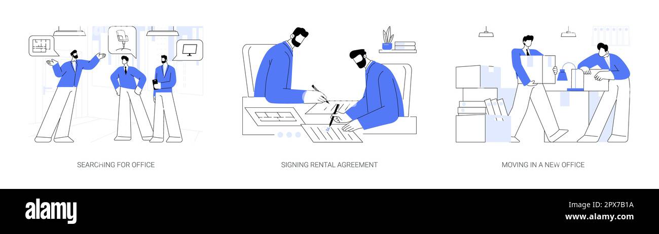 Rent the office abstract concept vector illustration set. Searching for ...