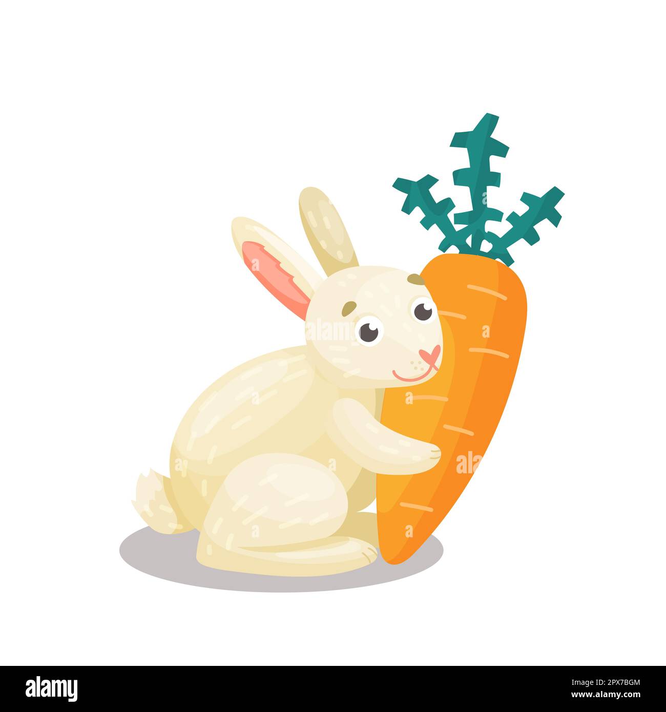 Cute little rabbit with carrot. Vector cartoon hand drawn illustration ...