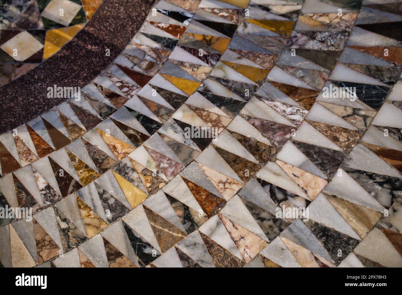 Detail view of the marble decorated pavement of the saint Mark Basilica ...