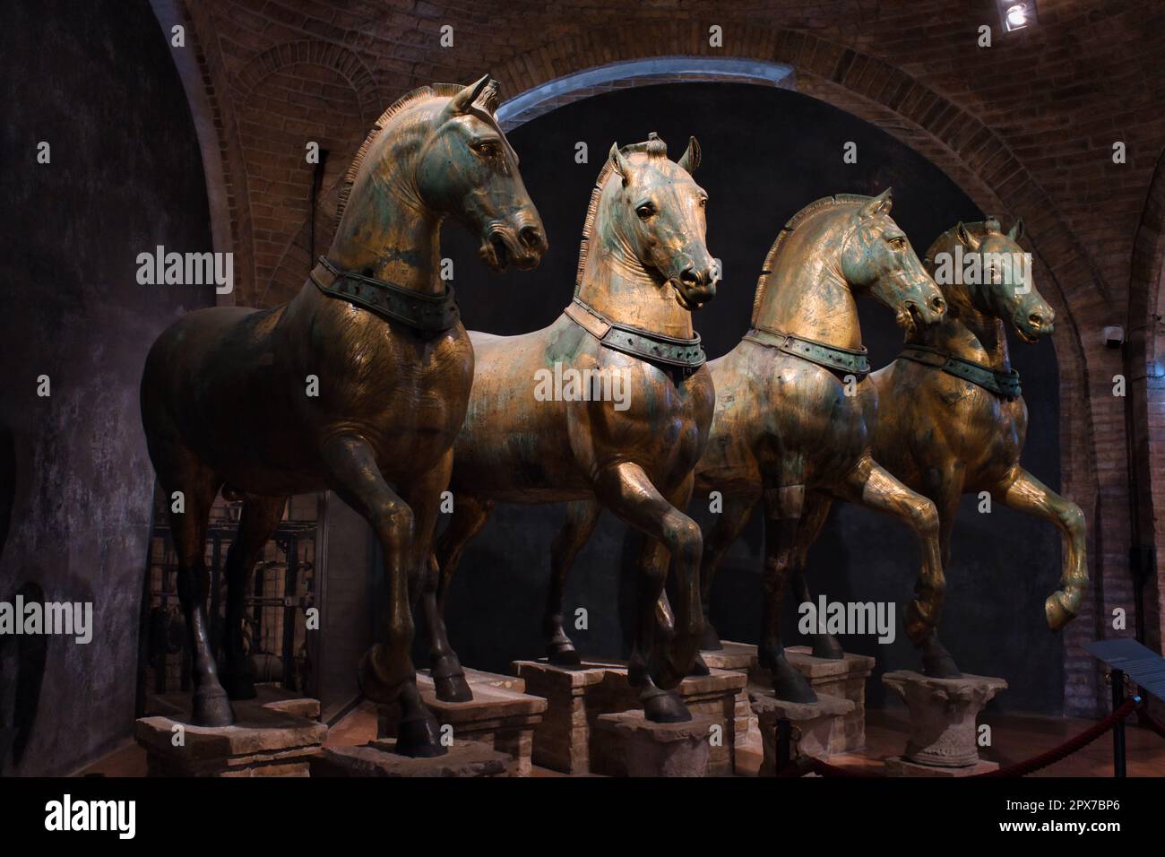 Original golden bronze horses statues inside the saint Mark basilica in ...