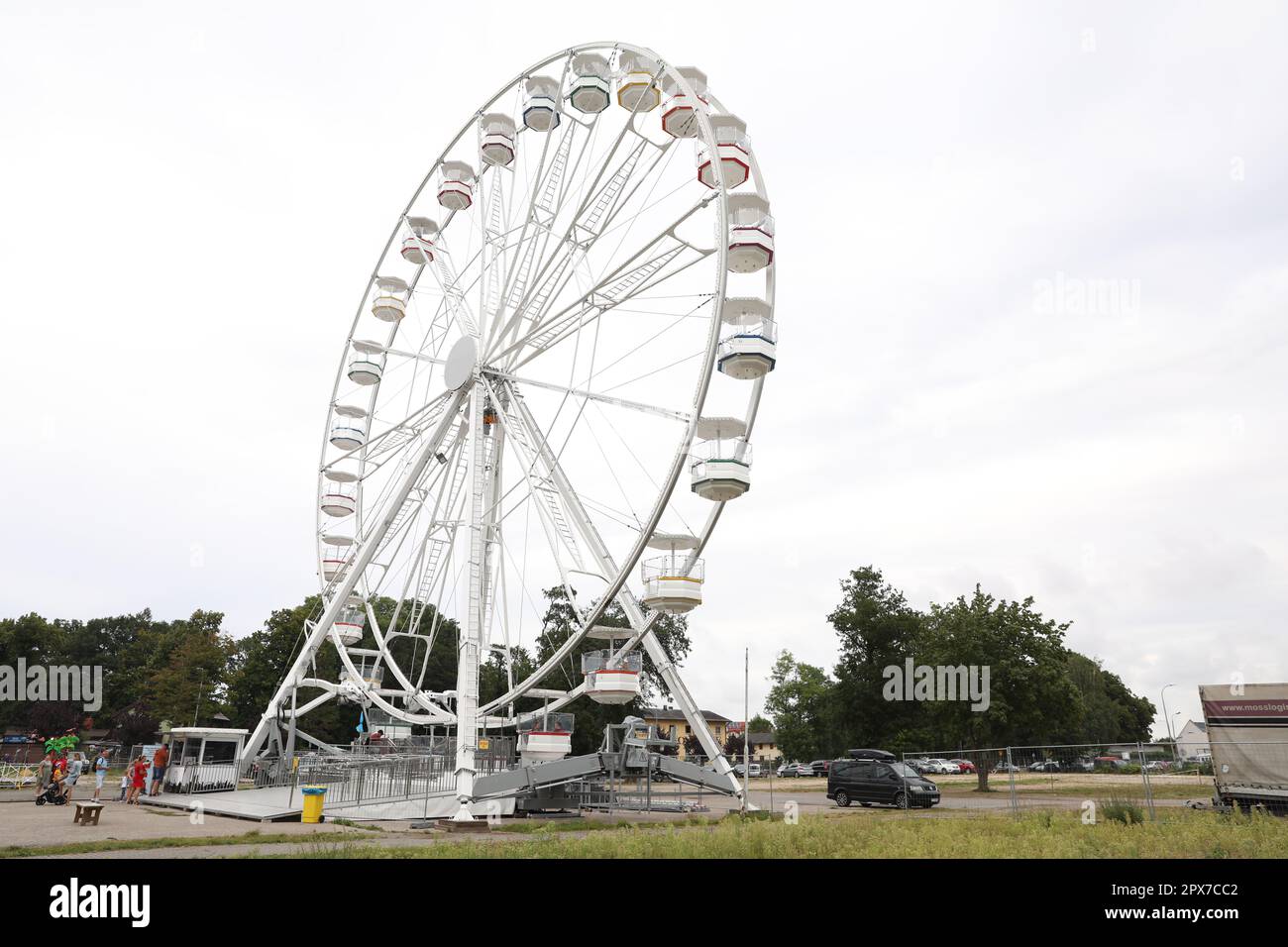 DARLOWO, POLAND - AUGUST 22, 2022: Large white observation wheel in ...