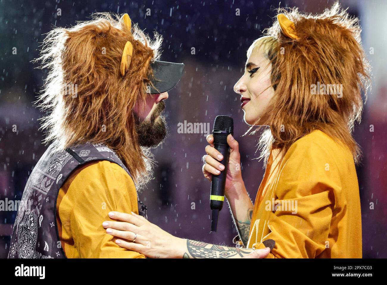 May 1, 2023, Roma, Italia: Italian duo band Coma Cose performs on stage ...