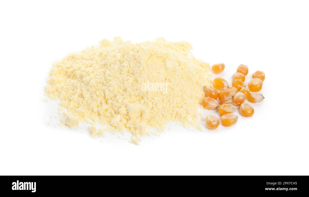 Pile of corn flour and seeds isolated on white Stock Photo - Alamy