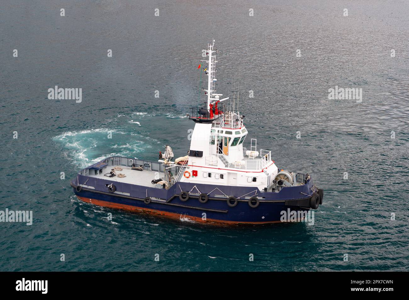 tugboat outdoor, side view. tugboat in the sea. marine tugboat in sea ...