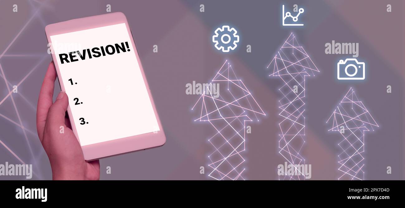 Conceptual display Revision, Business concept action of revising over ...