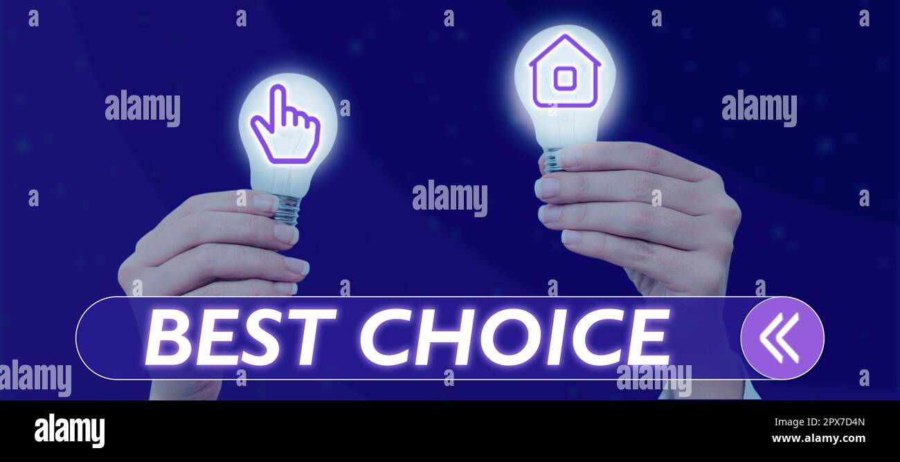 Hand writing sign Best Choice, Business idea act of picking or deciding ...