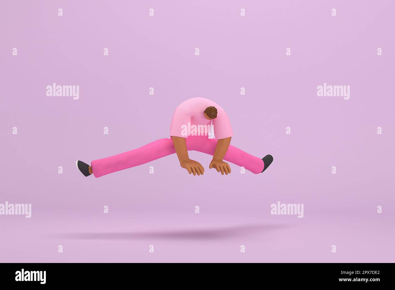 The black man with pink clothes. He is jumping. 3d illustrator of ...