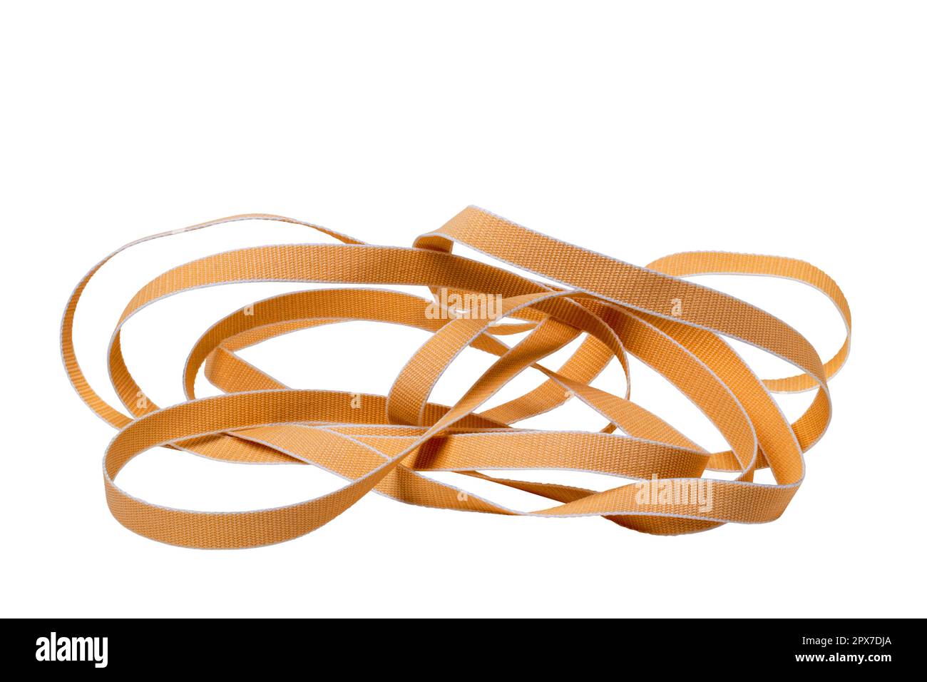 Roller shutter belt isolated. Close-up of a beige hard-wearing and tear ...