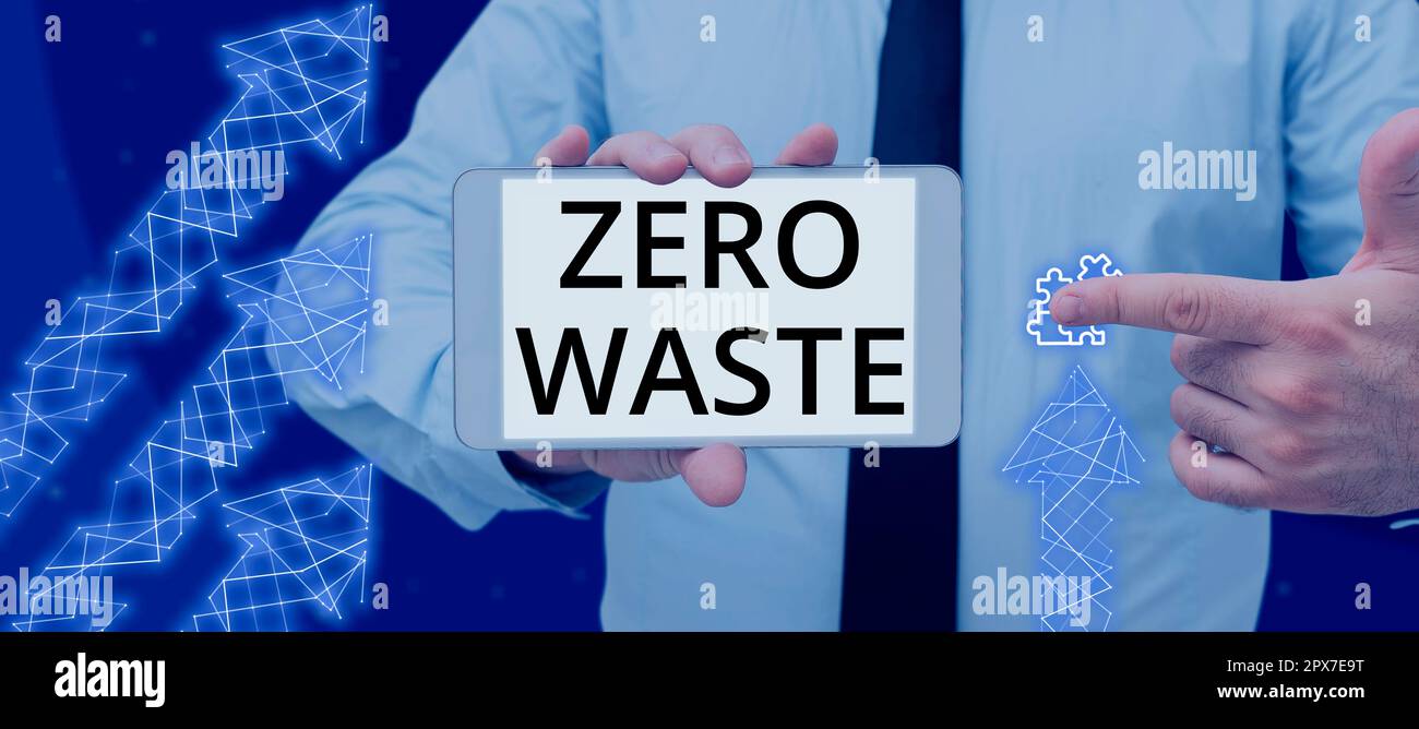 Sign displaying Zero Waste, Business idea industrial responsibility ...