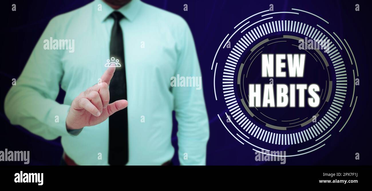 Conceptual display New Habits, Word for change the routine of behavior ...