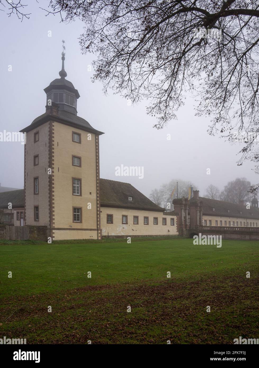 Benedictine abbey Corvey near the german city called Hoexter at winter ...