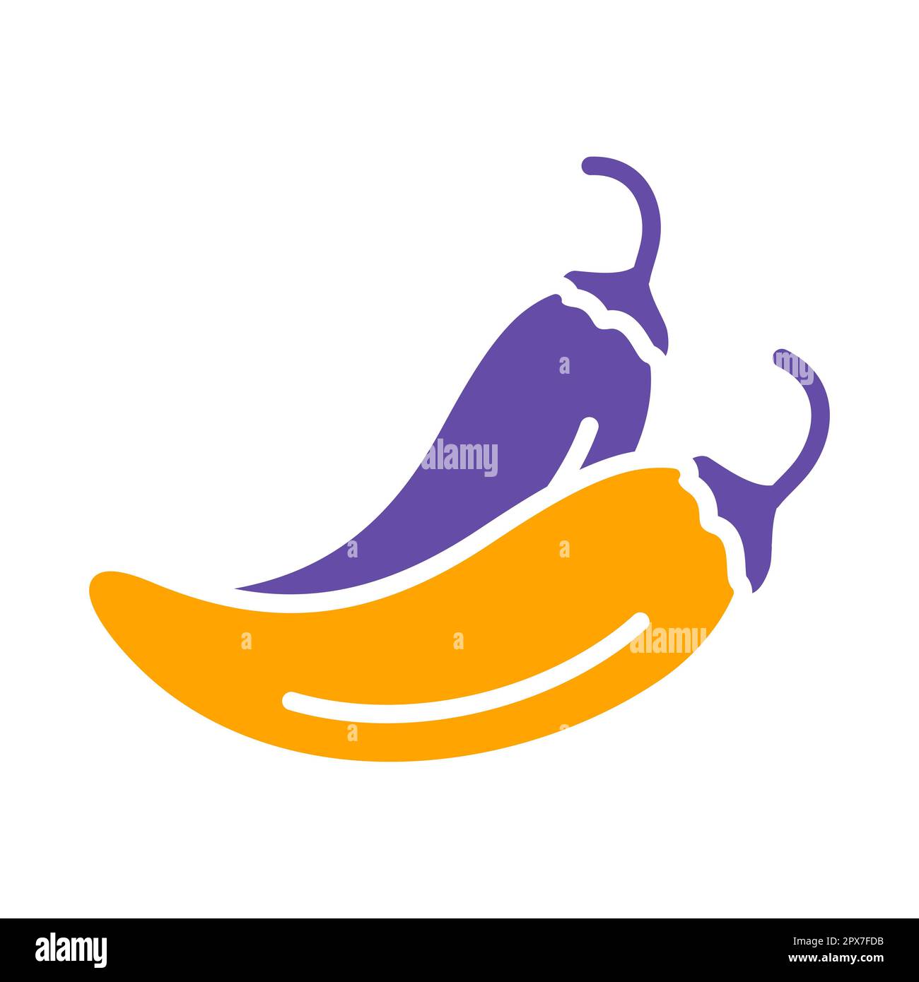 Two chili peppers isolated design vector glyph icon. Vegetable sign ...