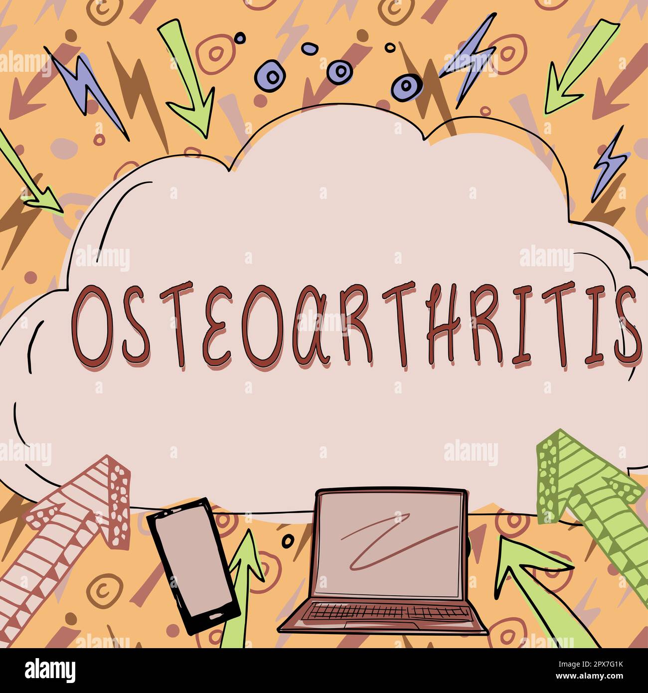 Sign displaying Osteoarthritis, Business overview Degeneration of joint ...