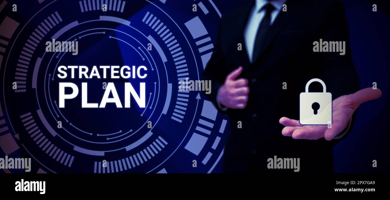 Hand writing sign Strategic Plan, Business overview A process of ...