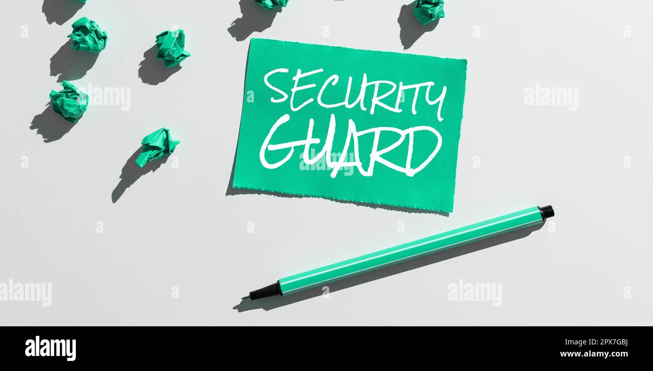 Handwriting Text Security Guard Word Written On Tools Used To Manage