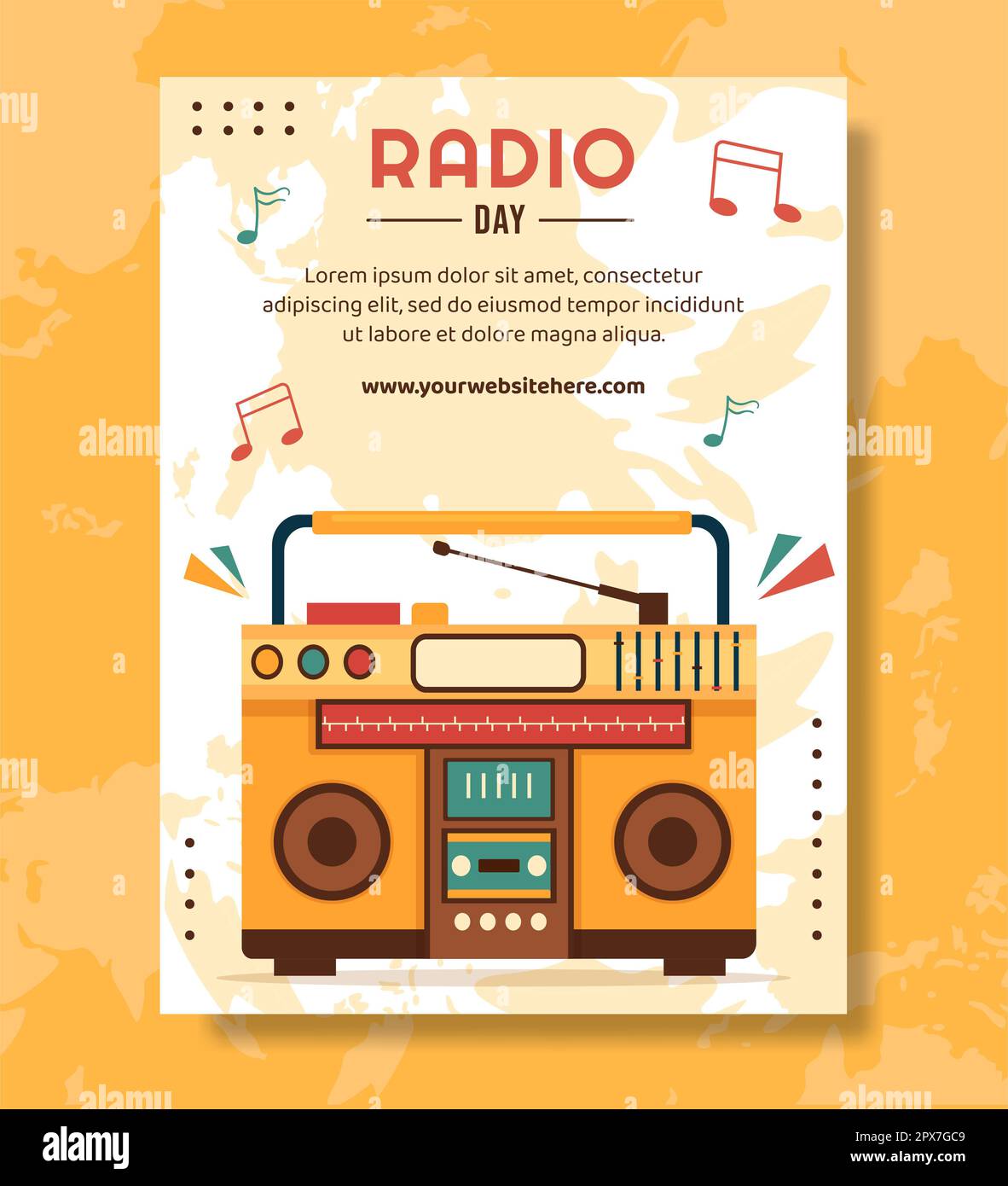 World Radio Day Poster Flat Cartoon Hand Drawn Background Templates ...