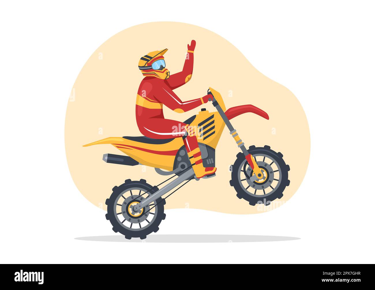 Motocross Illustration with a Rider Riding a Bike Through Mud, Rocky ...