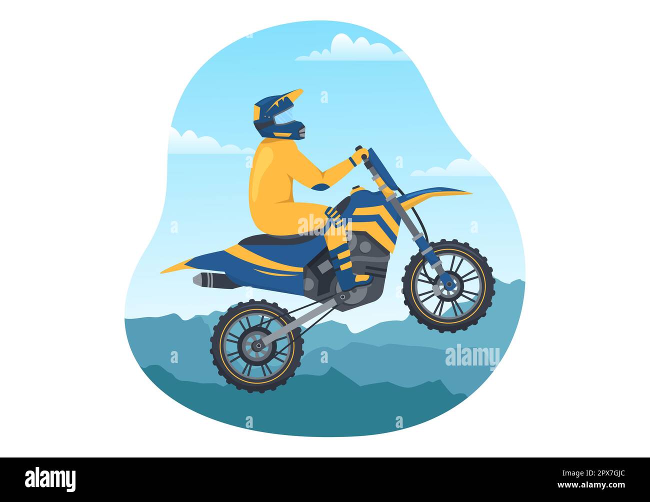 Motocross Illustration with a Rider Riding a Bike Through Mud, Rocky ...