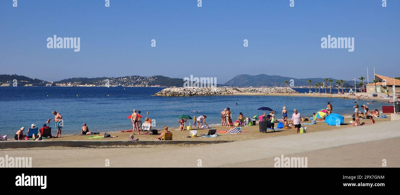 Mourillon beaches in Toulon in summer Stock Photo - Alamy