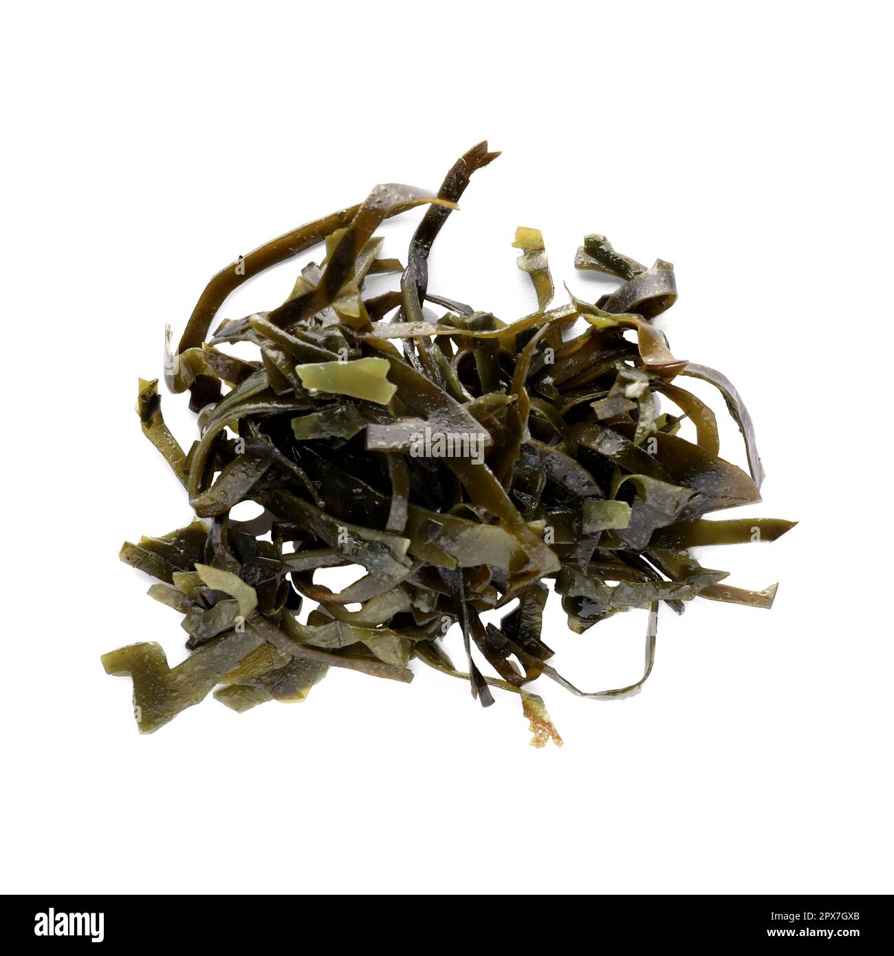 Fresh laminaria (kelp) seaweed isolated on white, top view Stock Photo ...