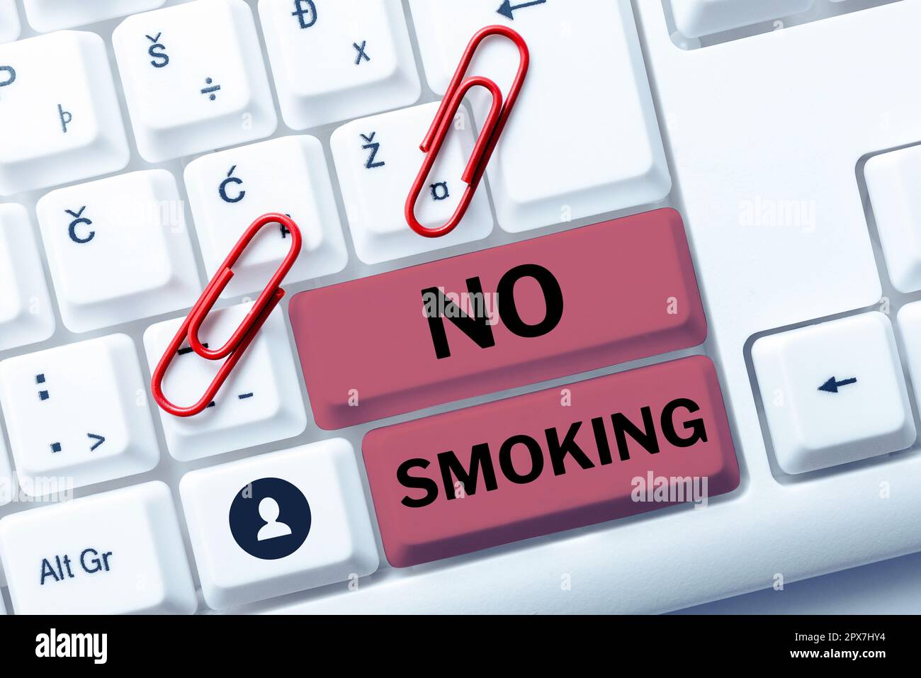 Hand writing sign No Smoking, Concept meaning using tobacco is forbiden ...