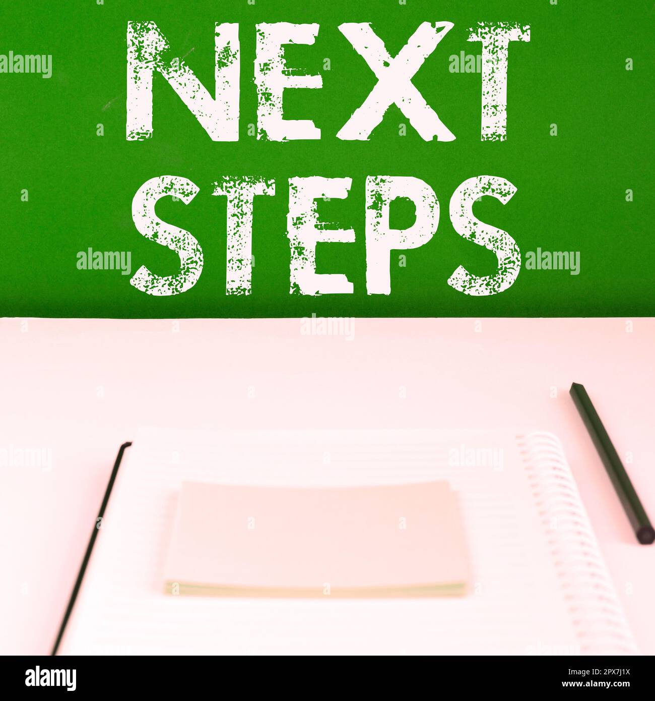 Conceptual caption Next Steps, Word for numper of process going to be ...