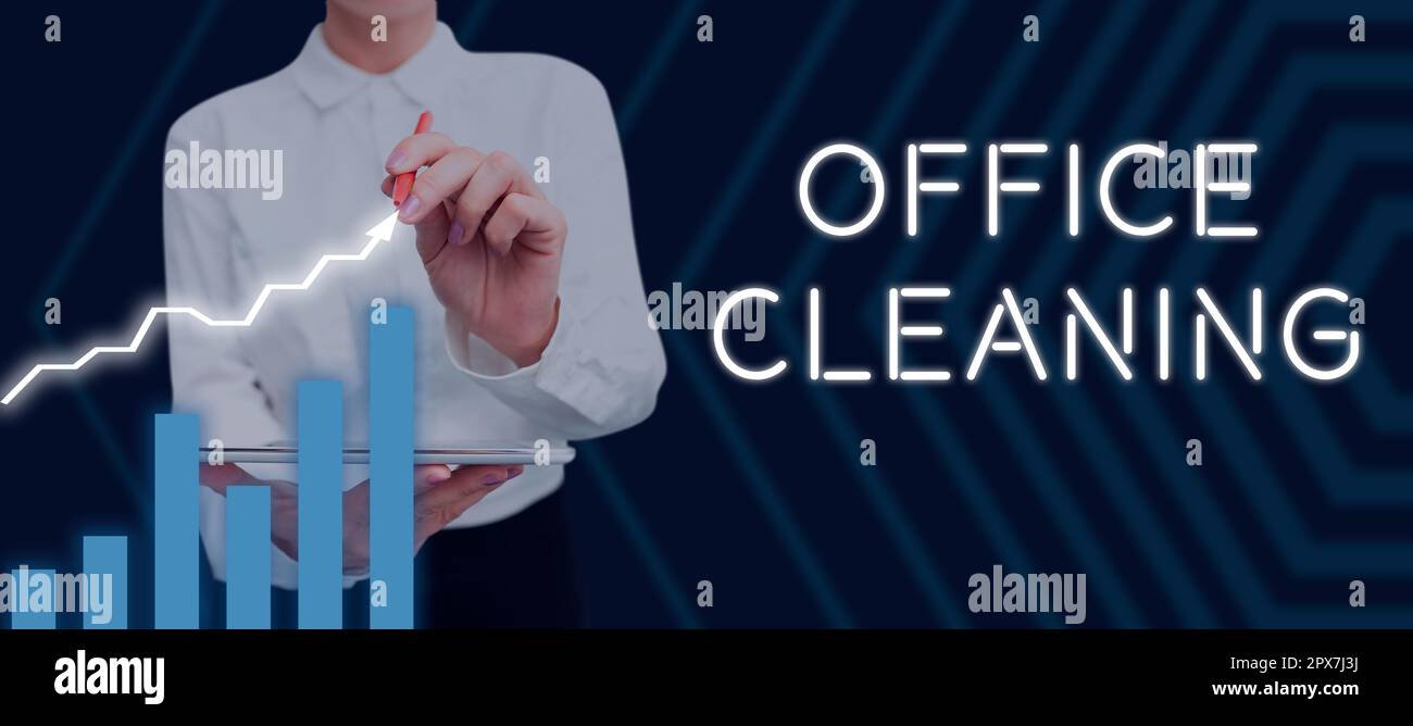Hand writing sign Office Cleaning, Business idea the action or process ...