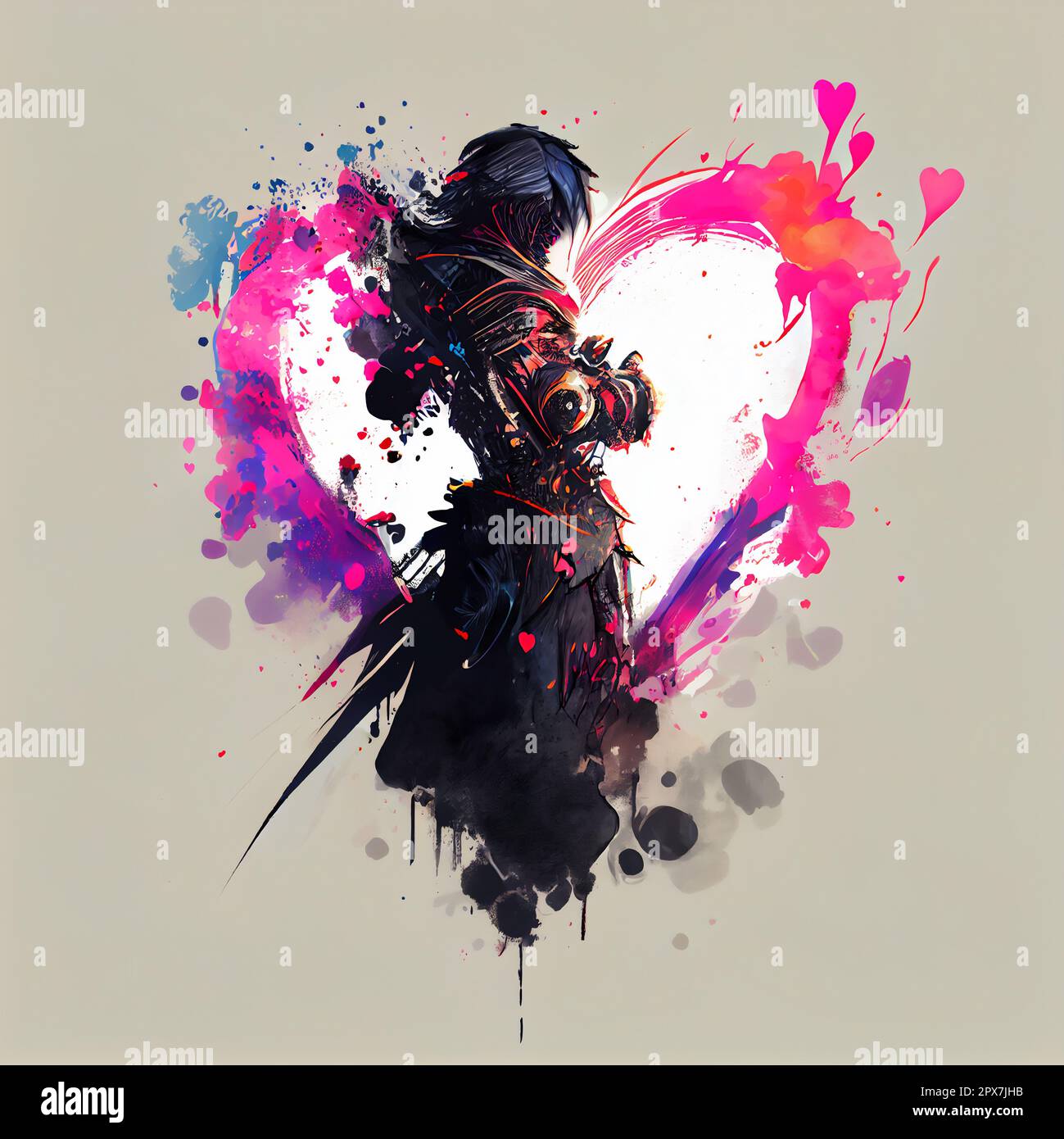 Warrior girl fanatsy digital art landscape illustration design Stock ...