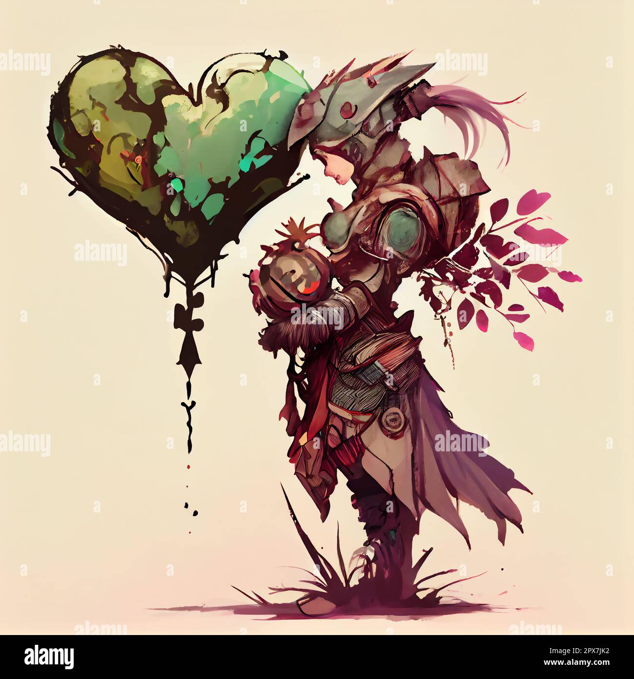 Warrior girl fanatsy digital art landscape illustration design Stock ...