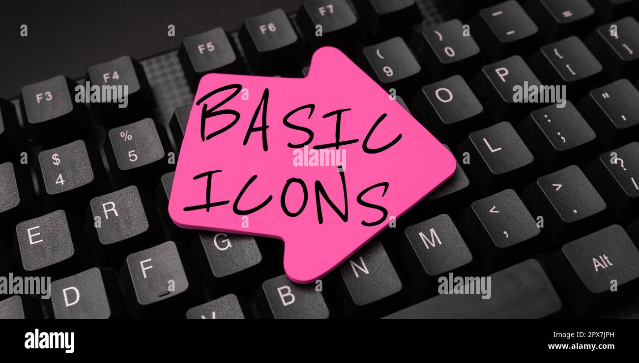 Conceptual display Basic Icons, Word Written on pictogram or ideogram ...