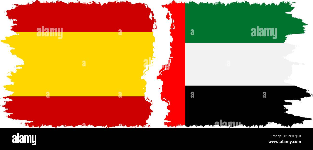 United Arab Emirates and Spain grunge flags connection, vector Stock ...
