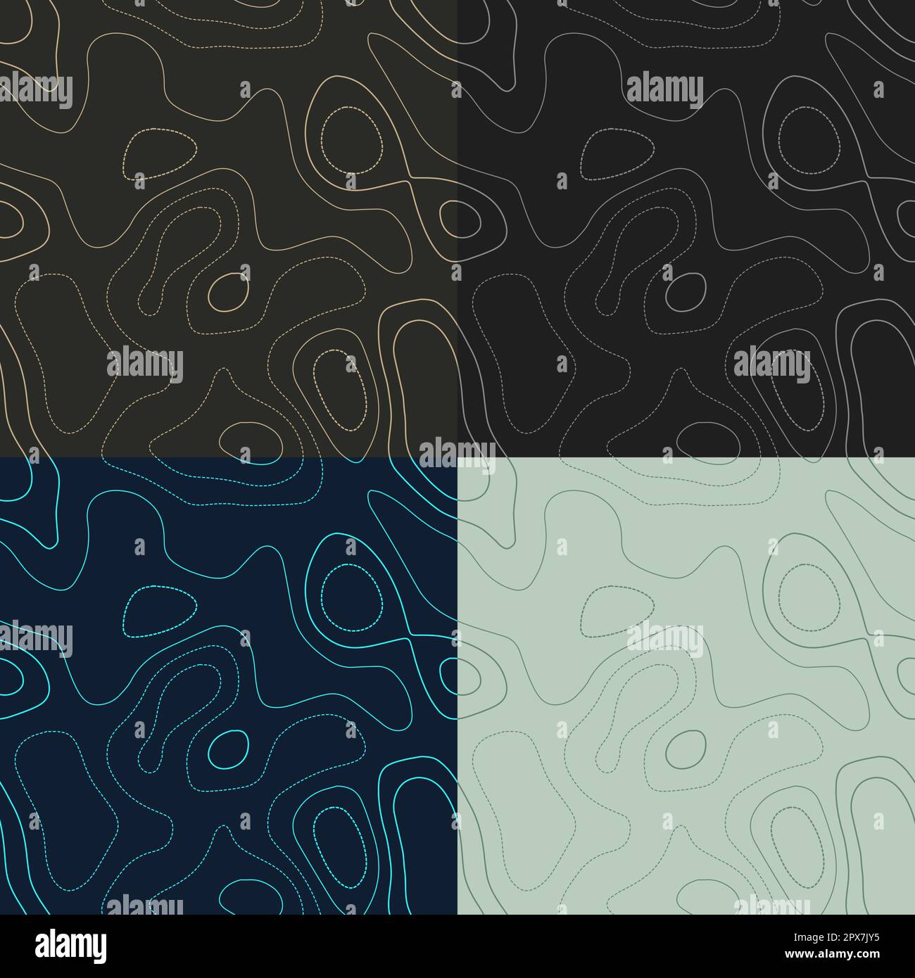 Topography patterns. Seamless elevation map tiles. Astonishing isoline ...