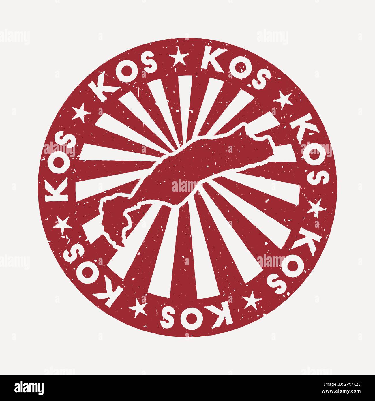 Kos stamp. Travel red rubber stamp with the map of the island, vector ...