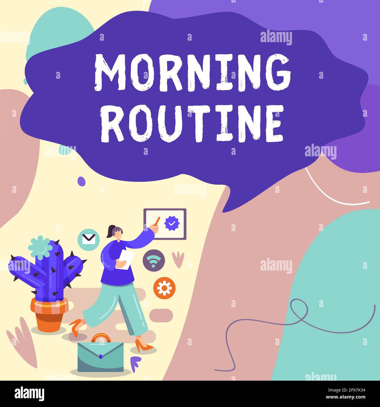 Handwriting text Morning Routine, Business concept initiation of ...