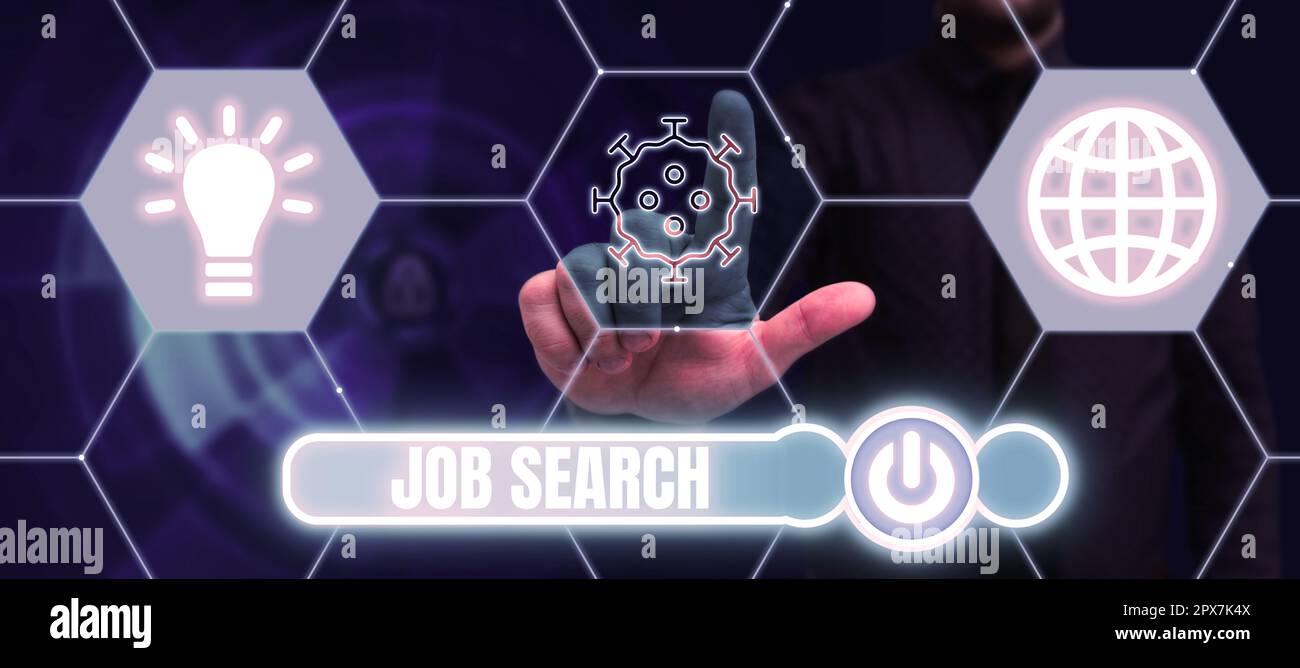 Text sign showing Job Search, Business overview An act of person to ...