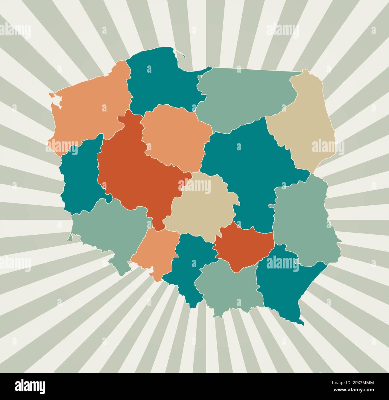Poland map. Poster with map of the country in retro color palette ...