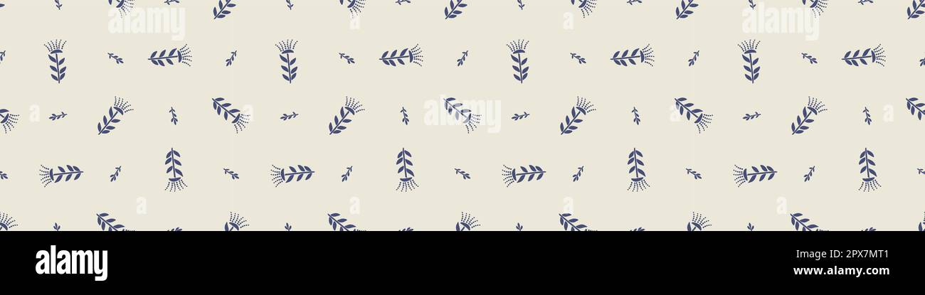 Quirky leaf sprig lino cut motif vector pattern. Seamless decoration of ...