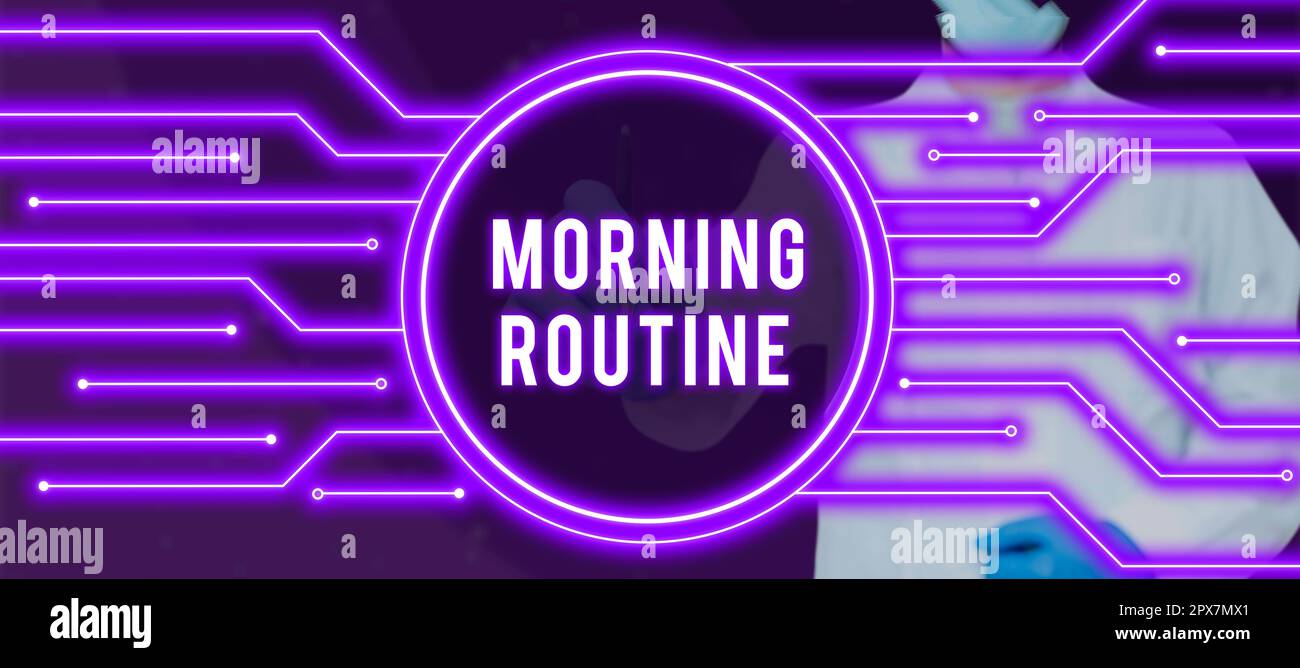 Conceptual caption Morning Routine, Business idea initiation of ...
