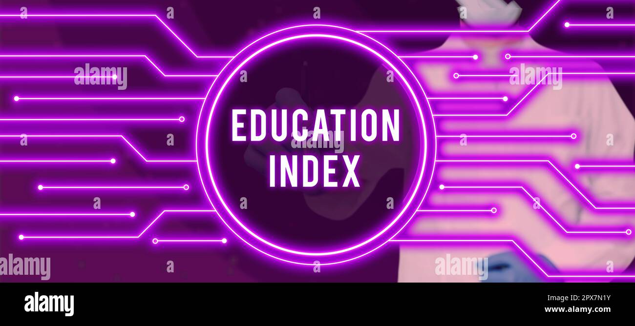 Text caption presenting Education Index, Concept meaning aiming to meet ...
