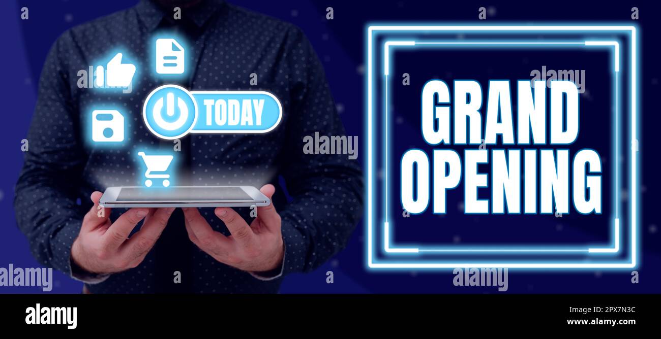 Sign displaying Grand Opening, Business showcase Ribbon Cutting New ...