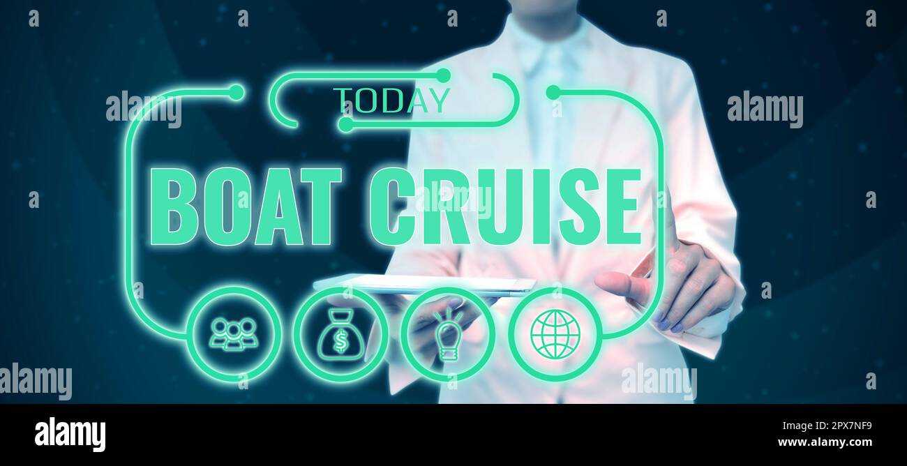 Text showing inspiration Boat Cruise, Word Written on sail about in ...