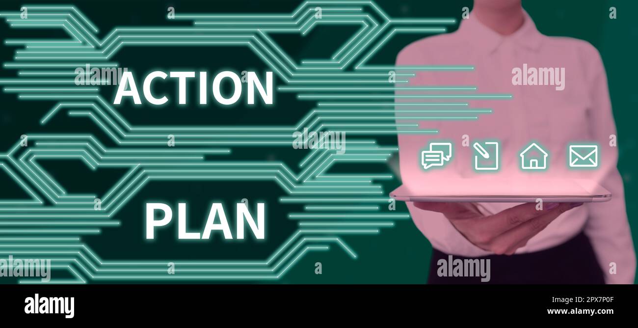 Conceptual display Action Plan, Business overview list of things or ...