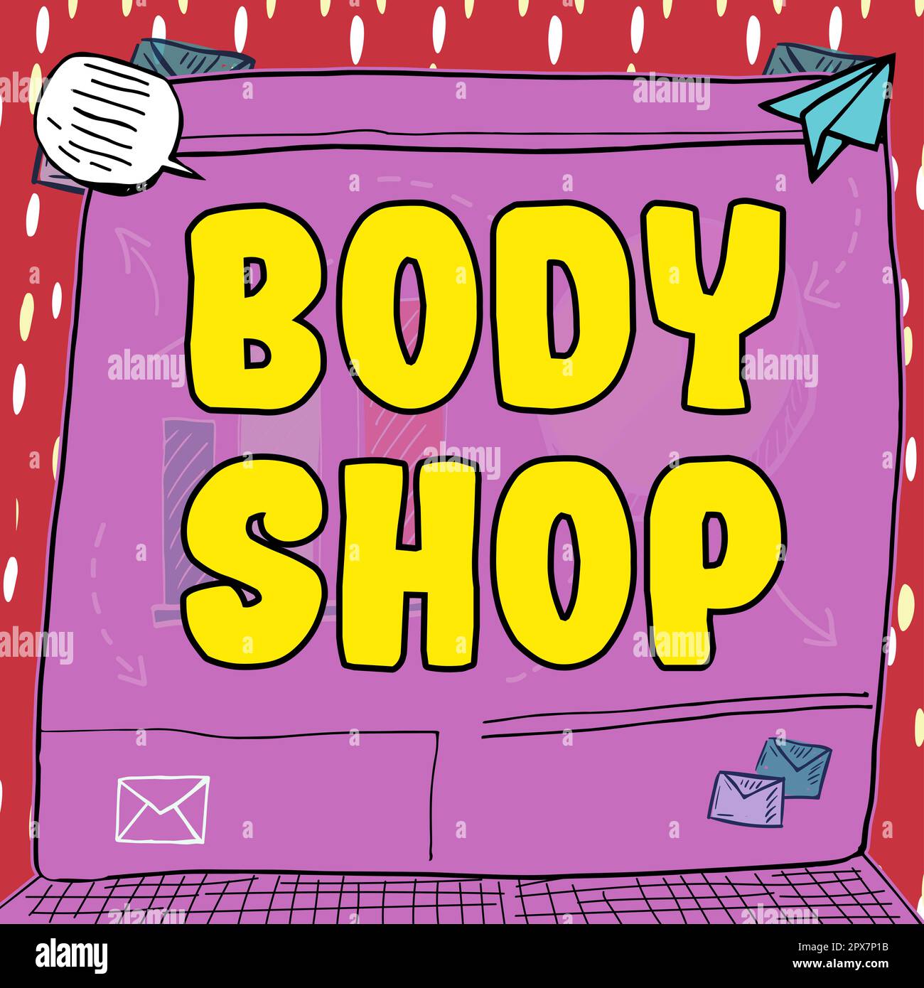 Writing displaying text Body Shop, Concept meaning a shop where ...