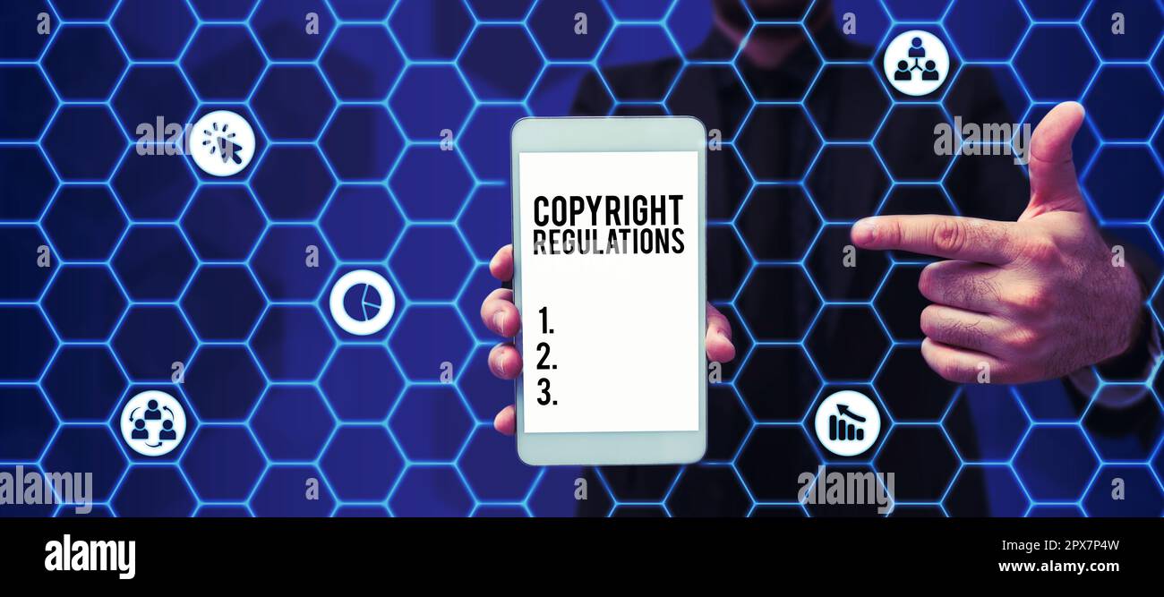 Inspiration showing sign Copyright Regulations, Conceptual photo body ...