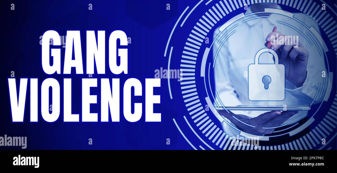 Writing displaying text Gang Violence, Business overview infringement ...