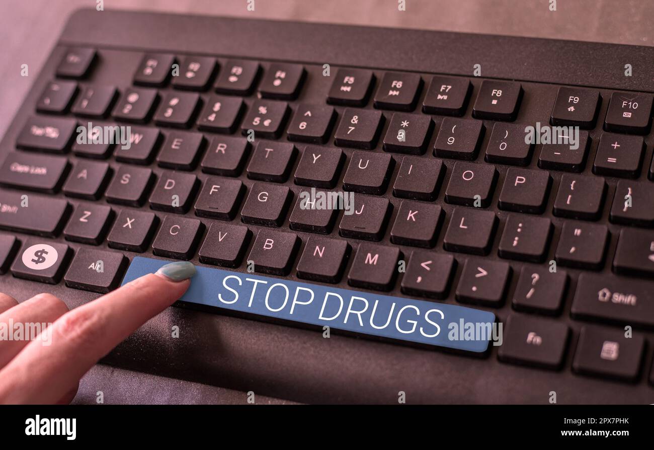 Conceptual display Stop Drugs, Word Written on put an end on dependence ...