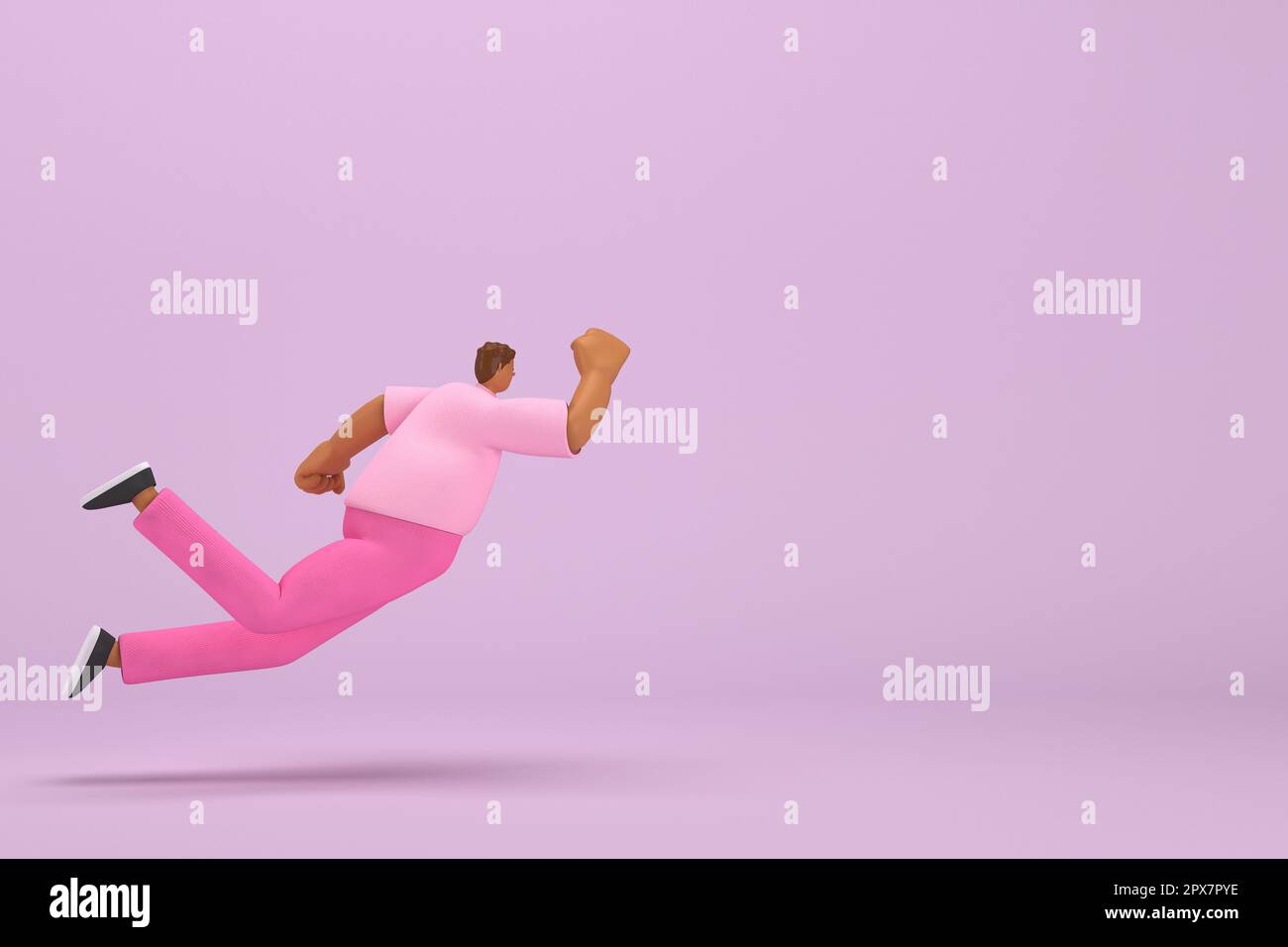 The black man with pink clothes. He is falling down. 3d illustrator of ...